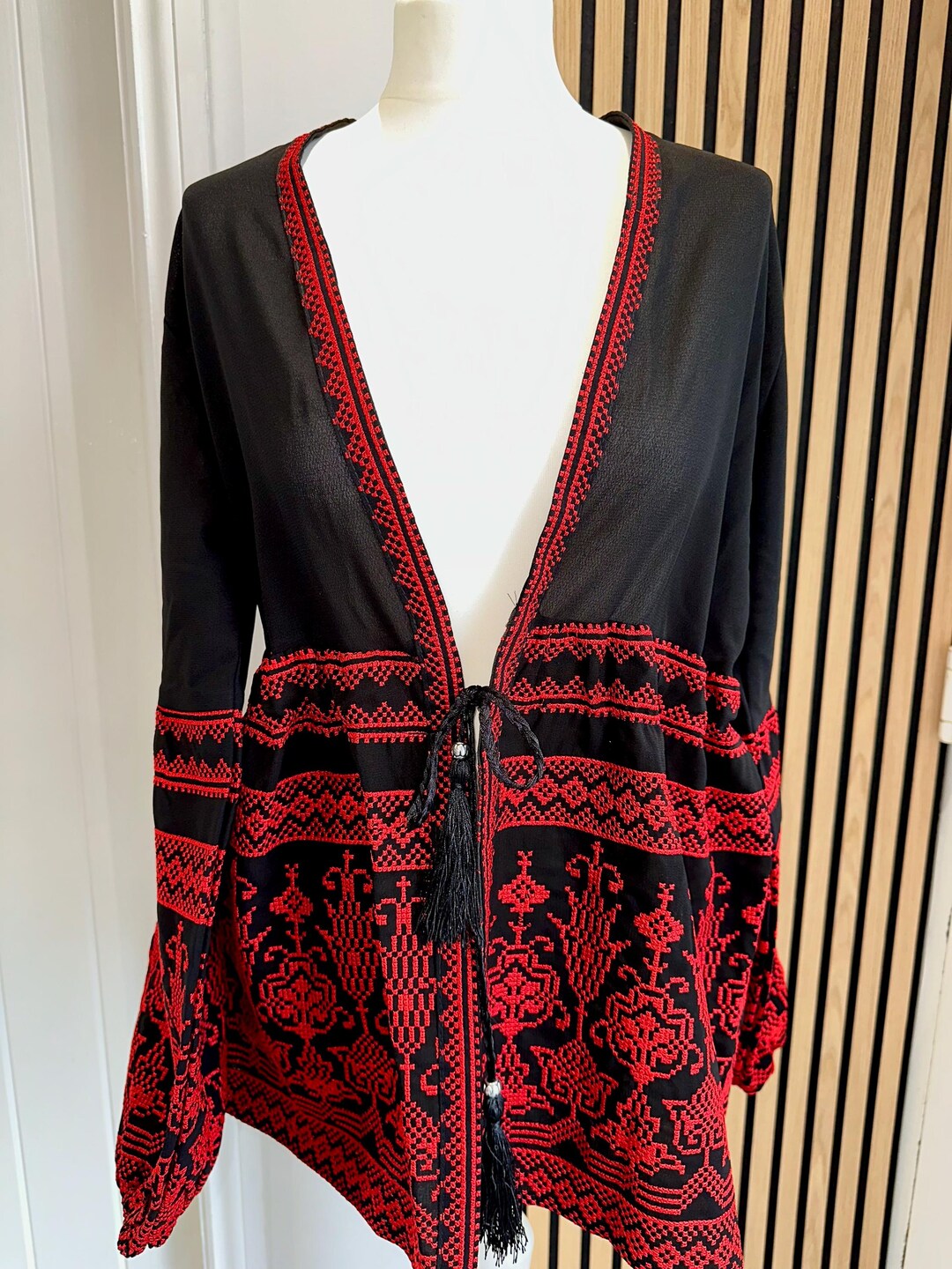 Palestinian Tatreez Embroidery Black and Red Jacket Women's Jacket ...
