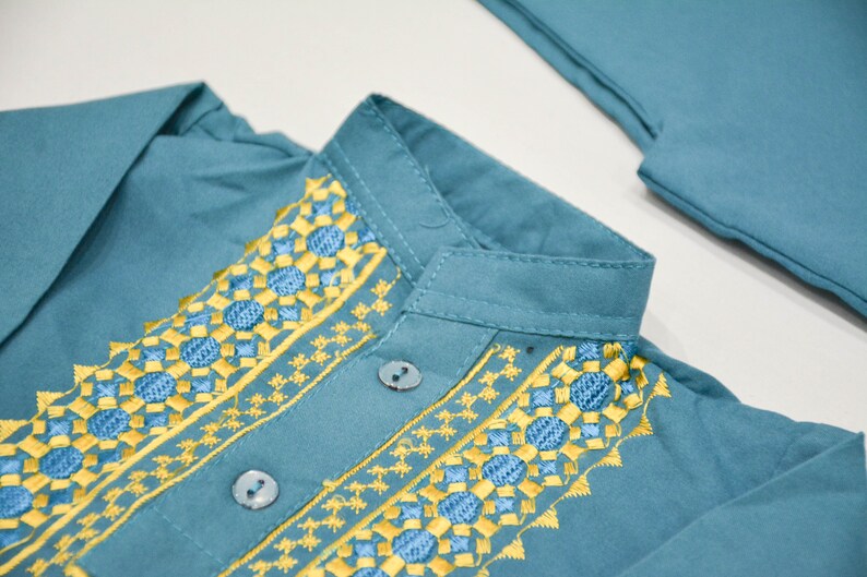 Teal Colour Afghan Baby Clothes | Traditional Clothes | Shalwar Kameez ...
