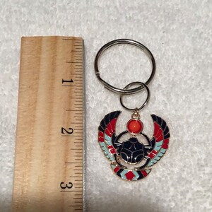 Egyptian Scarab Gold Beetle With Blue and Red Enamel Keychain - Etsy