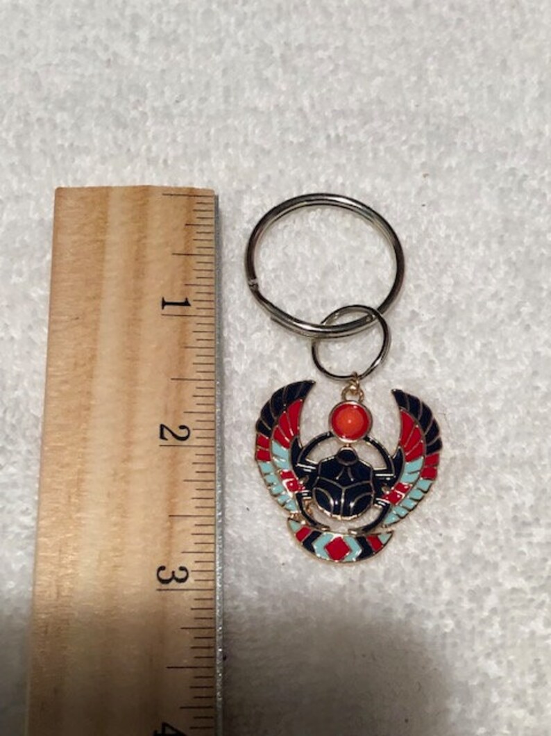 Egyptian Scarab Gold Beetle With Blue and Red Enamel Keychain - Etsy