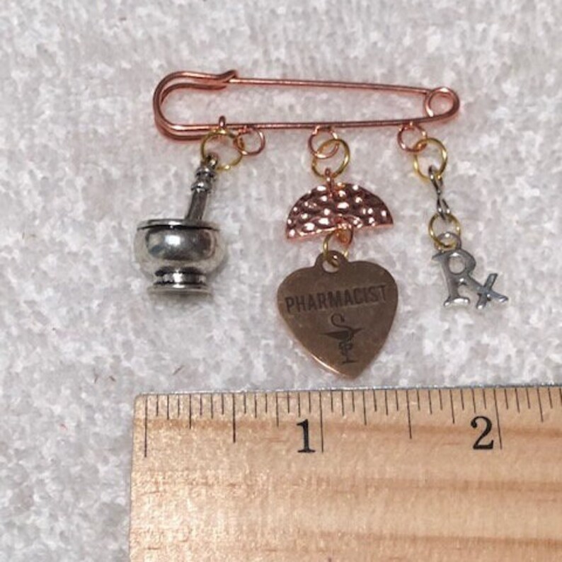 Pharmacist Coppertone Safety Pin Charm Brooch W/ Mortar & Pestle NEW ...