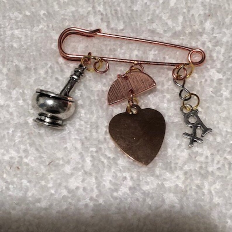 Pharmacist Coppertone Safety Pin Charm Brooch W/ Mortar & Pestle NEW ...