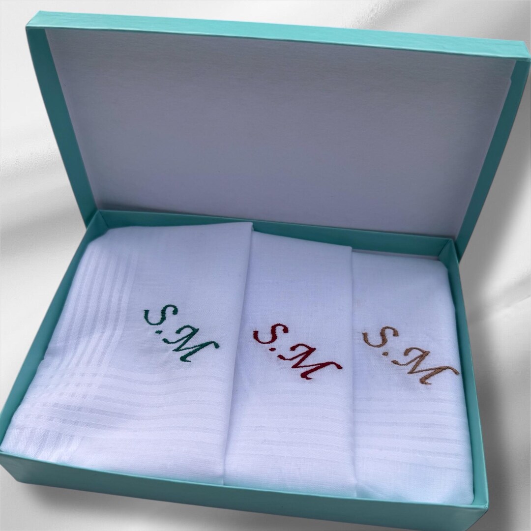 Embroidered Monogram Handkerchief | Personalised Cotton Hanky - Etsy
