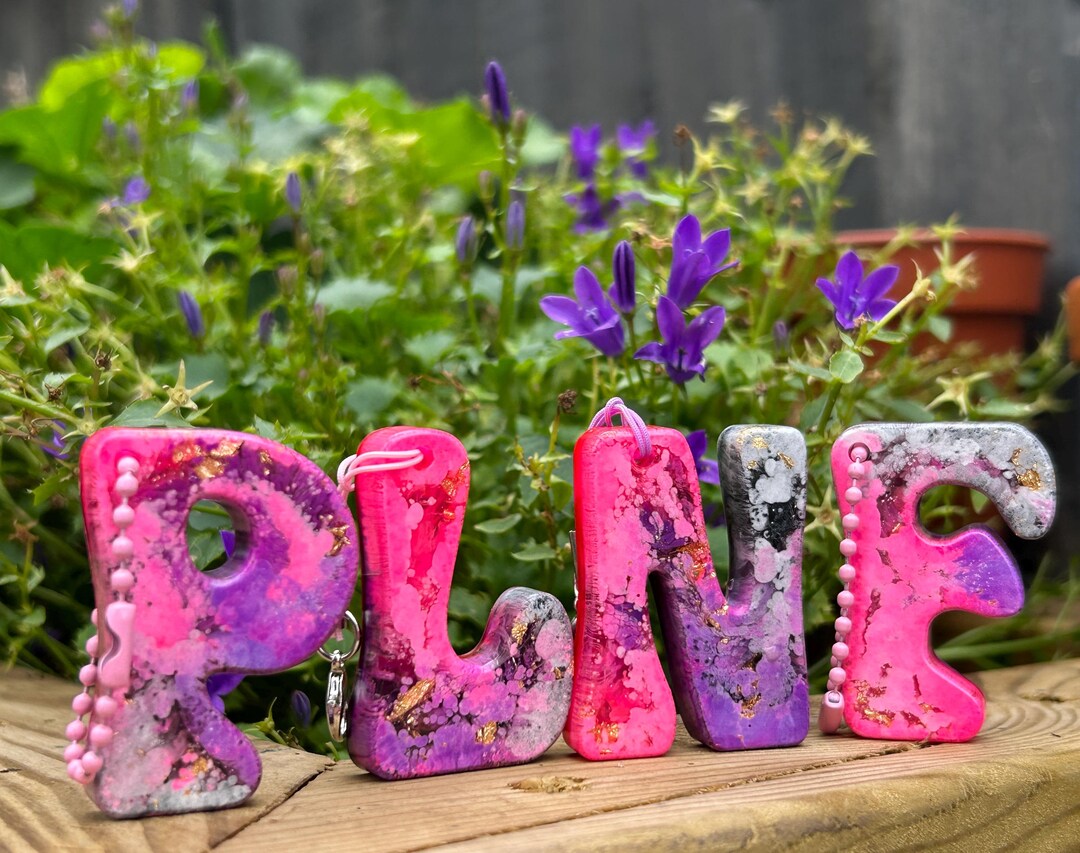 Custom Epoxy Resin Letter Keychains | Unique Handmade Gifts - Etsy