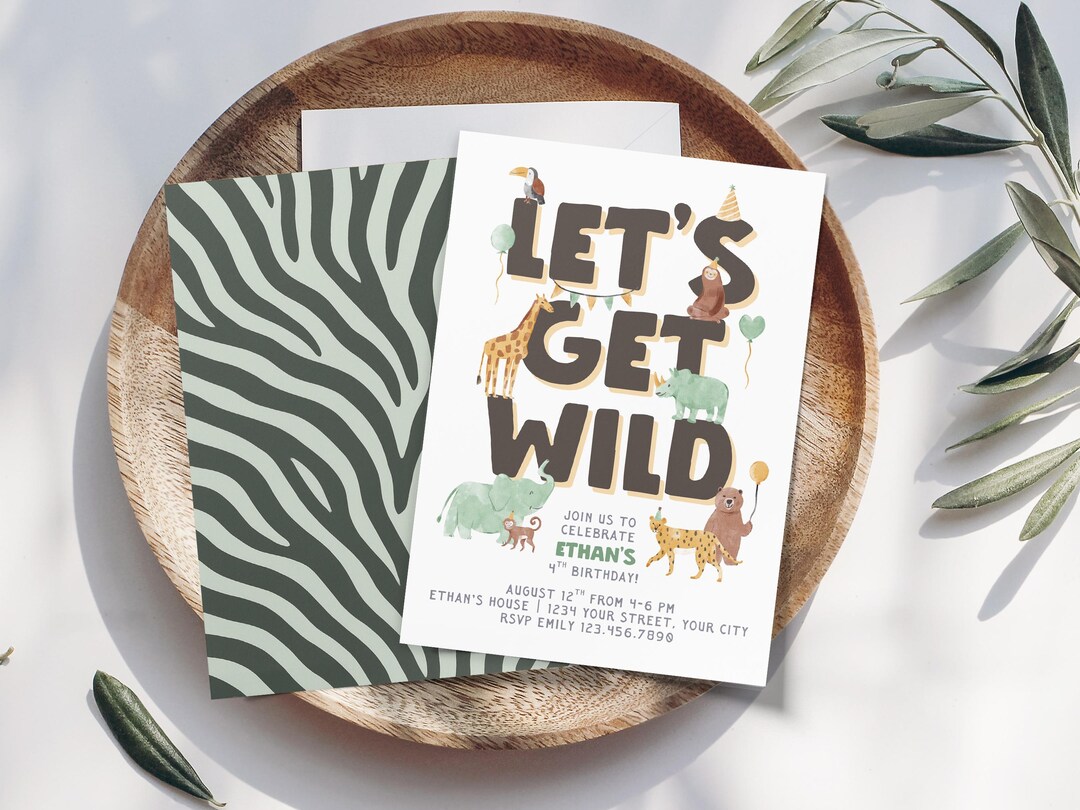 Let’s Get Wild Birthday Party Invitation | Canva Editable Template ...