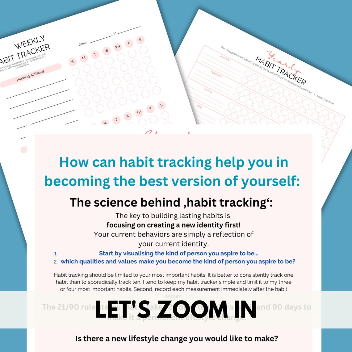 Printable Habit Tracker Weekly Monthly Yearly Self - Etsy