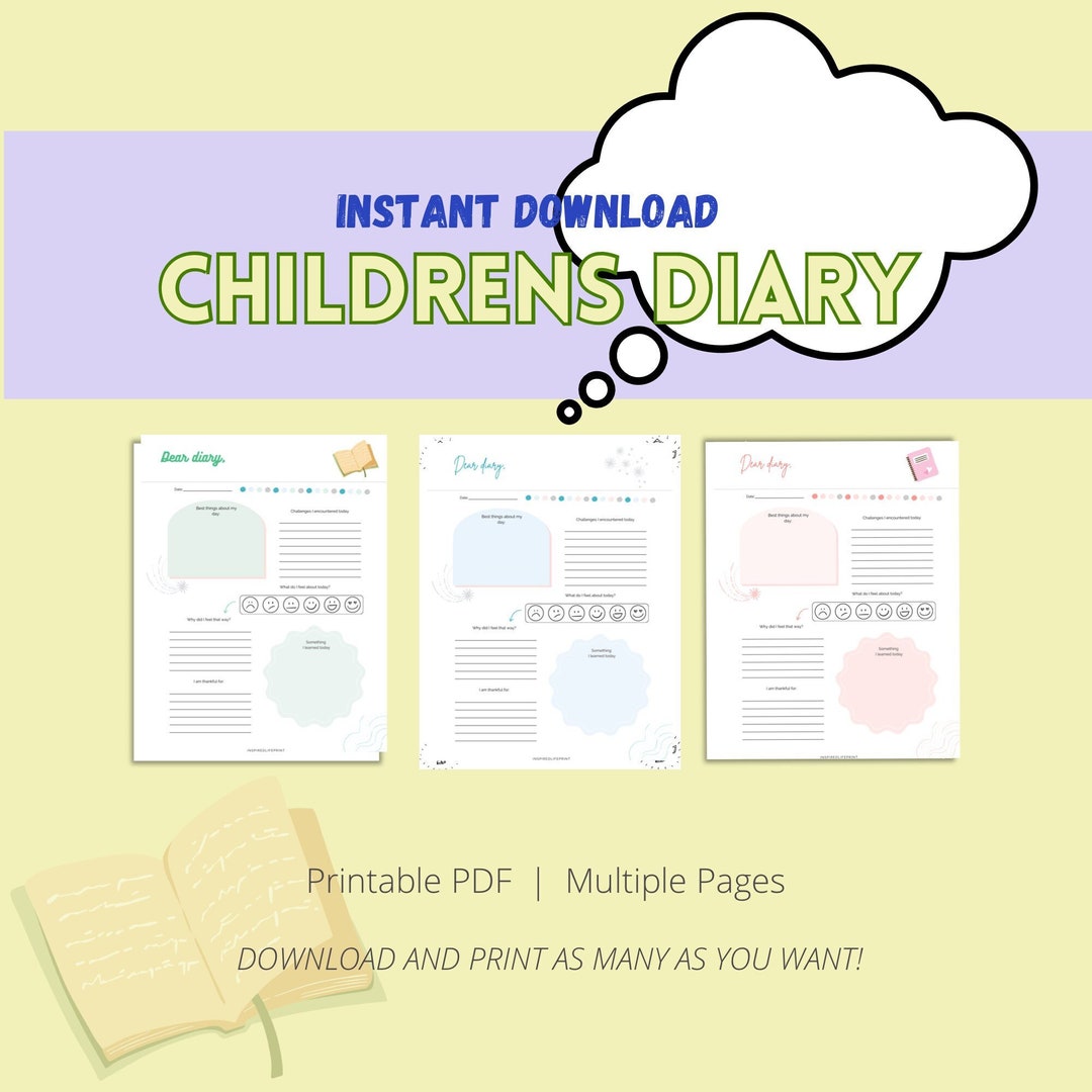 Childrens Daily Diary Printable | Kids Daily Journal Printable ...
