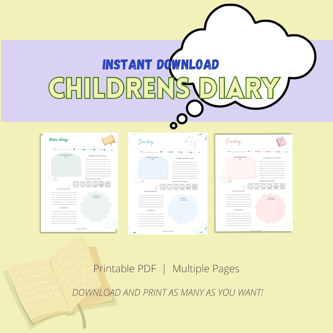 Childrens Daily Diary Printable Kids Daily Journal Printable - Etsy