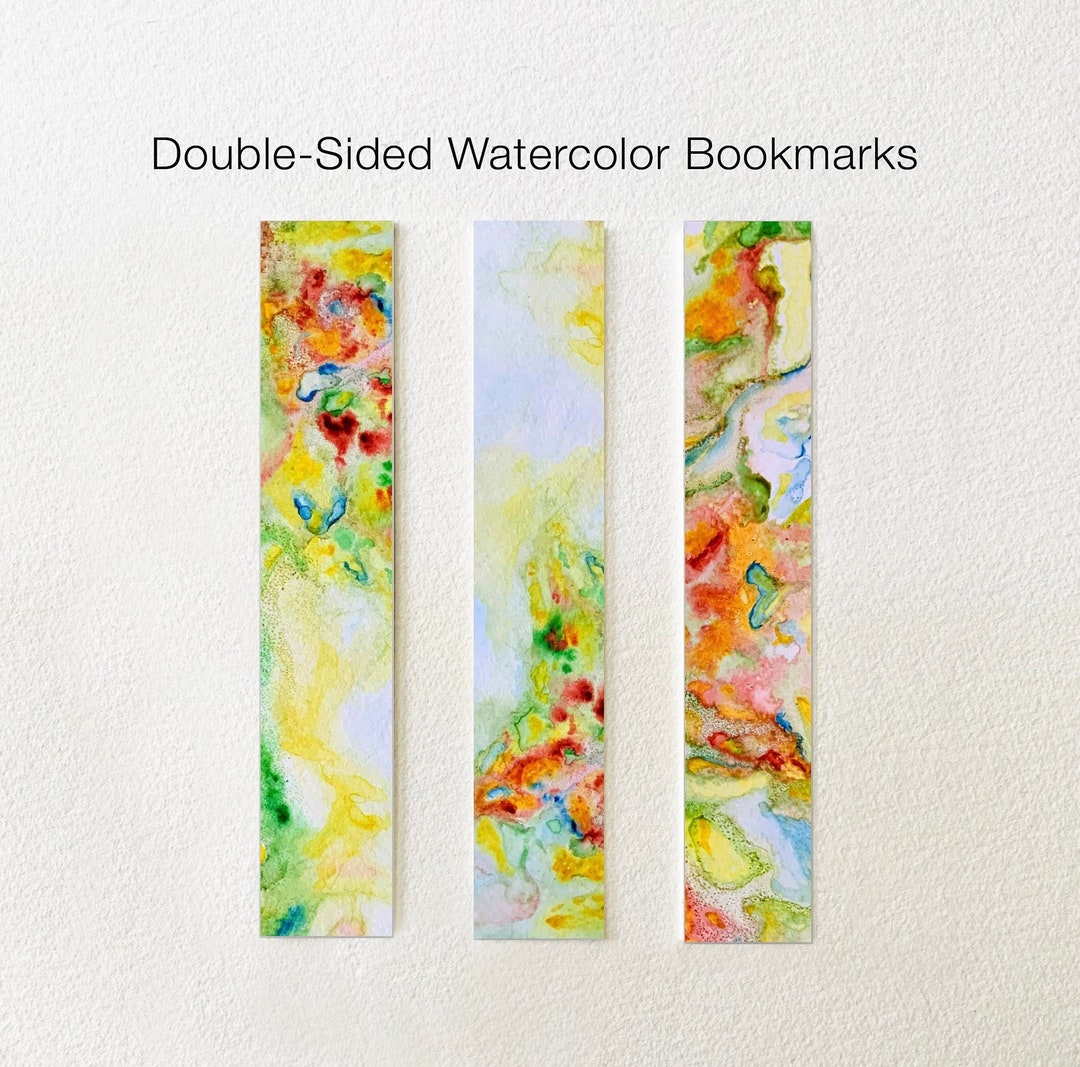 Double-sided Watercolor Bookmarks, abstract Swirl, Single or Set of 3 ...
