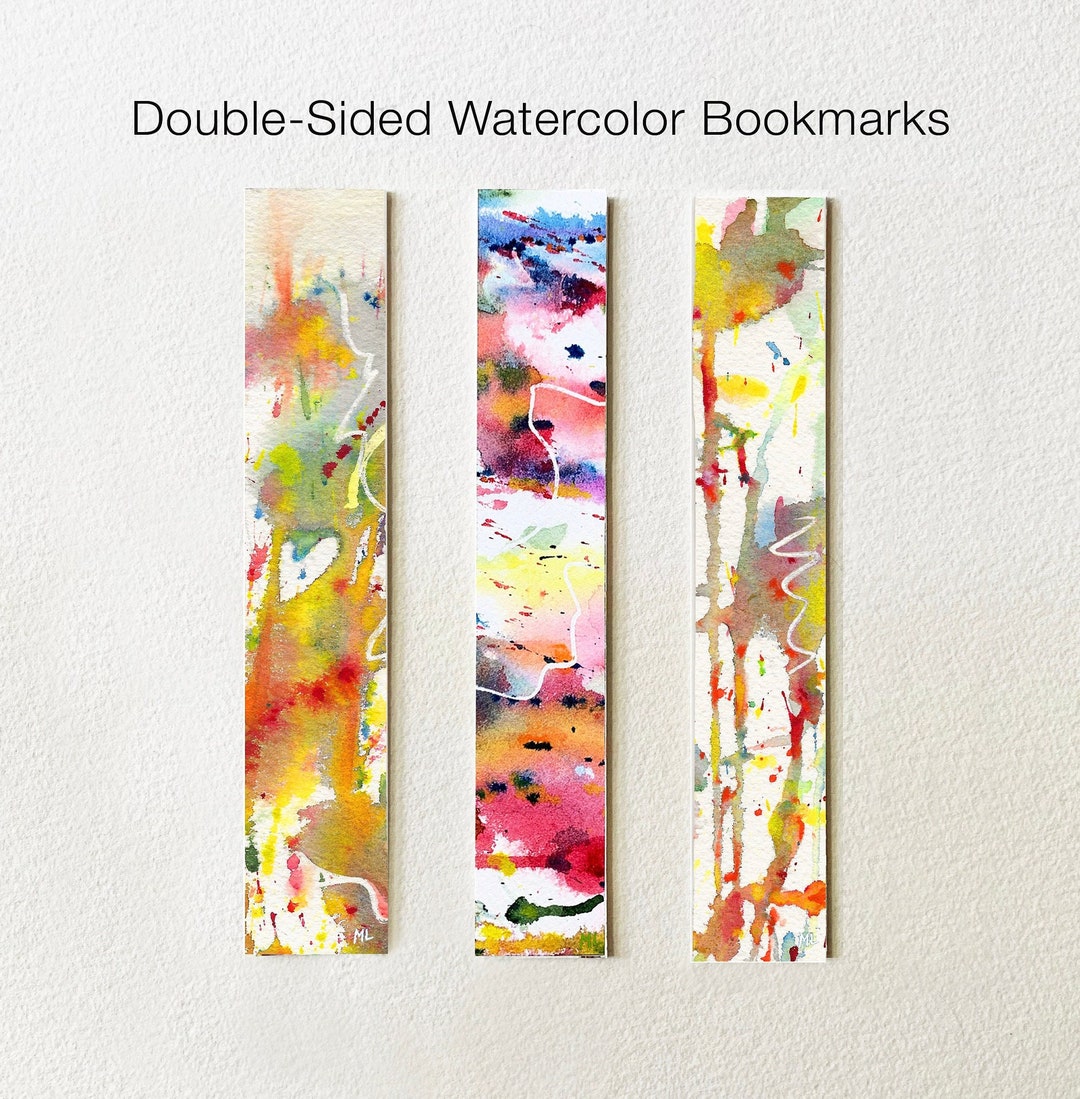 Double-sided Watercolor Bookmarks, "abstract Squiggle", Single or Set ...
