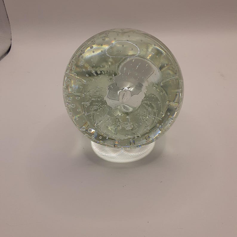 Glass Pear Paper Weight With Bullicante and a Large Bubble in the ...