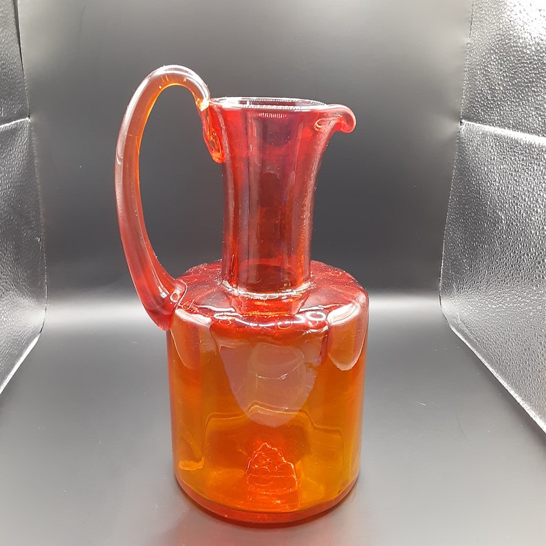Vintage Blenko Amberina Pitcher, UV Glows, Hand Blown - Etsy