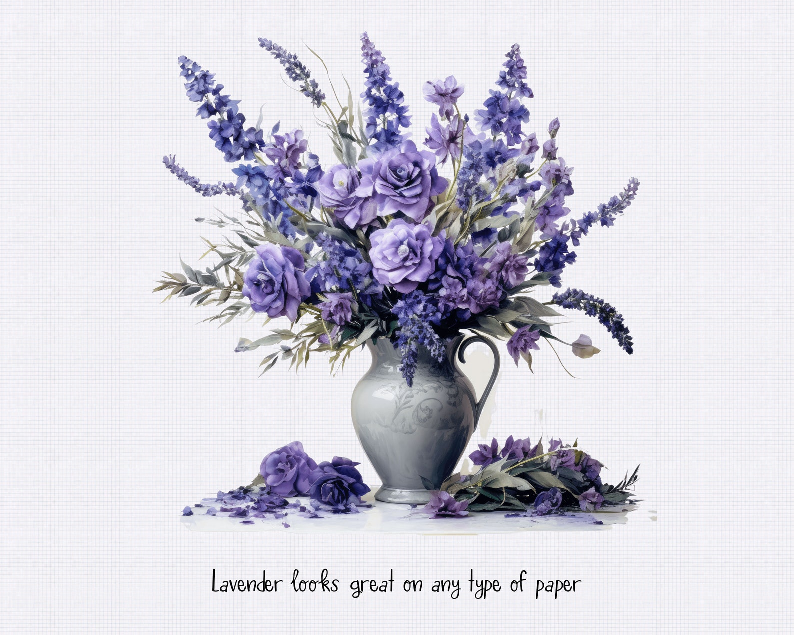 Watercolor Clipart of Beautiful Lavender and Lavender Flowers. Flower ...