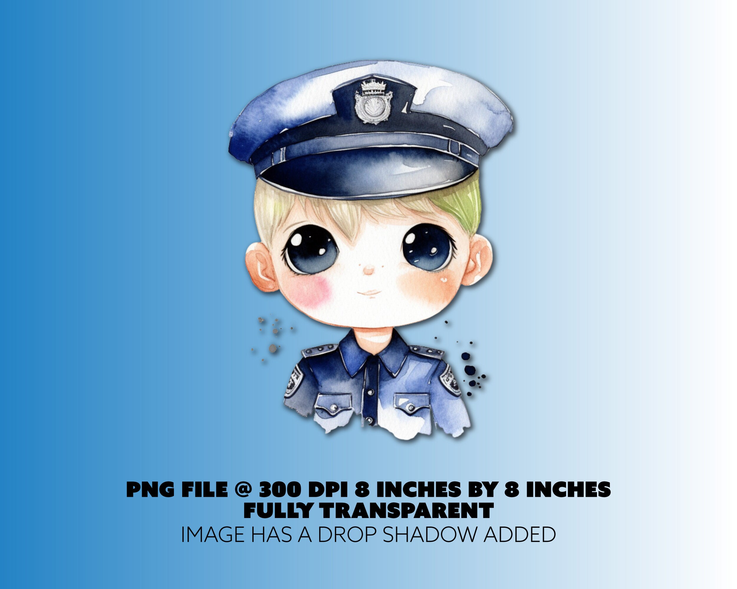 Adorable Little Police Officers in Watercolor Clip Art. 16 Files of ...