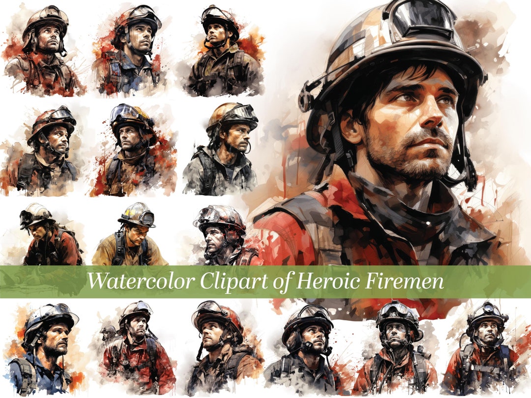 Clipart of Heroic Firefighters. Firemen, First Responders, Heroes ...