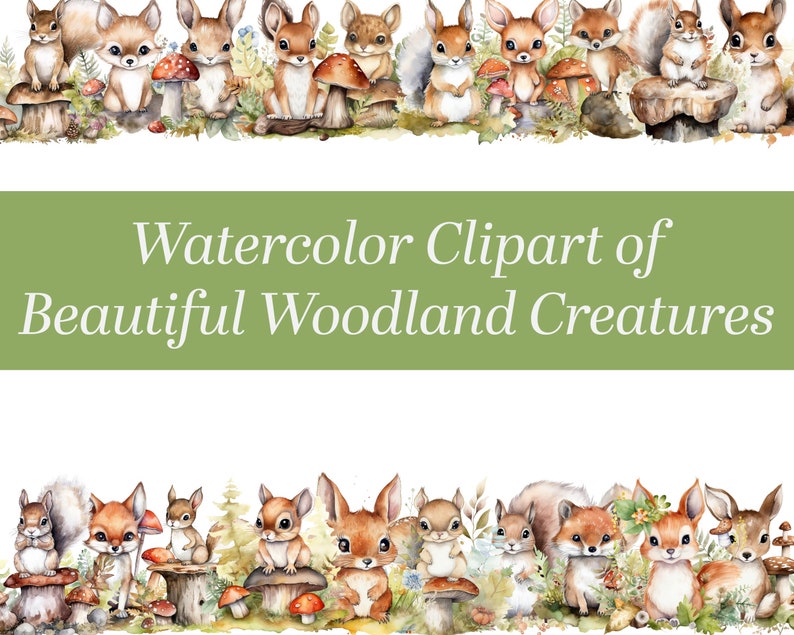 Woodland Creatures is Beautiful Watercolor Clip Art. Gorgeous - Etsy