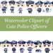 Adorable Little Police Officers in Watercolor Clip Art. 16 Files of ...