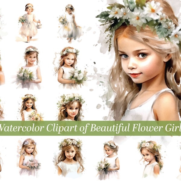 Flower Girl and Bride Clipart - Etsy