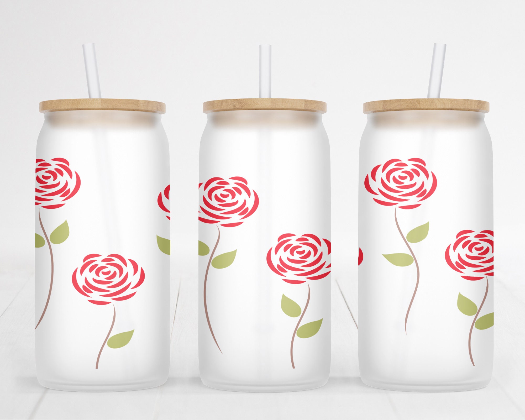 Boho Roses Libbey Glass Can Rose Flowers Beer Can Glass Decal - Etsy