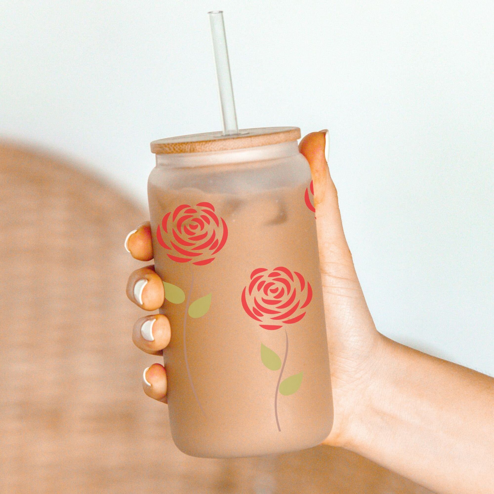 Boho Roses Libbey Glass Can Rose Flowers Beer Can Glass Decal - Etsy