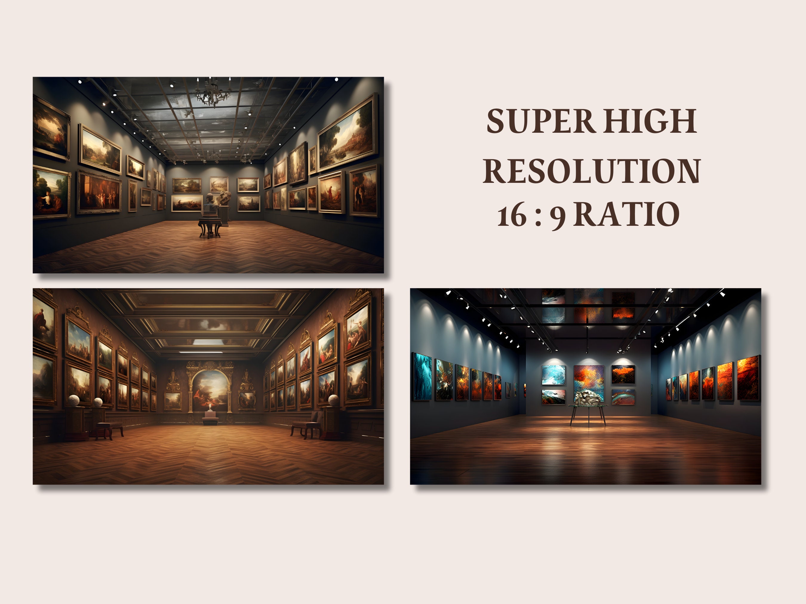 5 Virtual Art Gallery Backgrounds for Meetings – Super High Quality, 16 ...