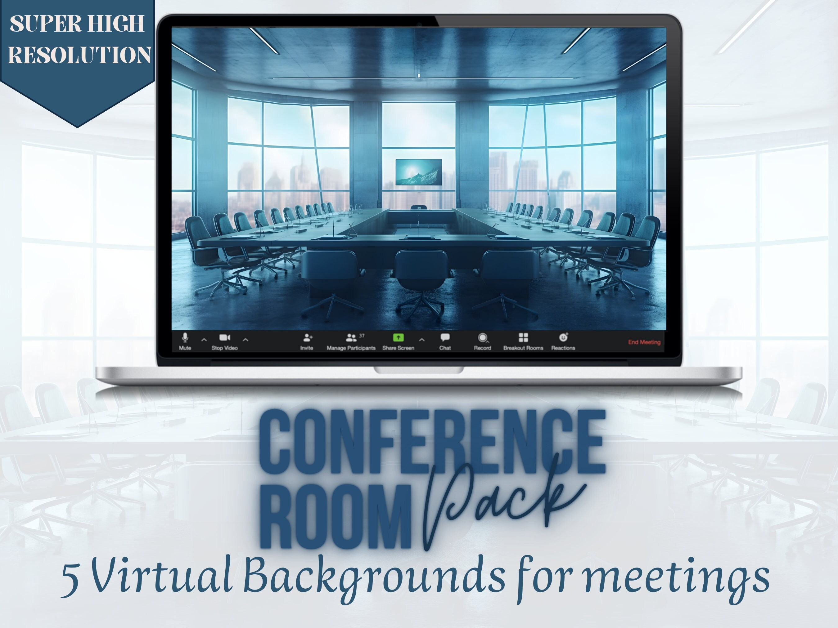 Virtual Conference Room Background Pack: 5 High-resolution PNG Files ...