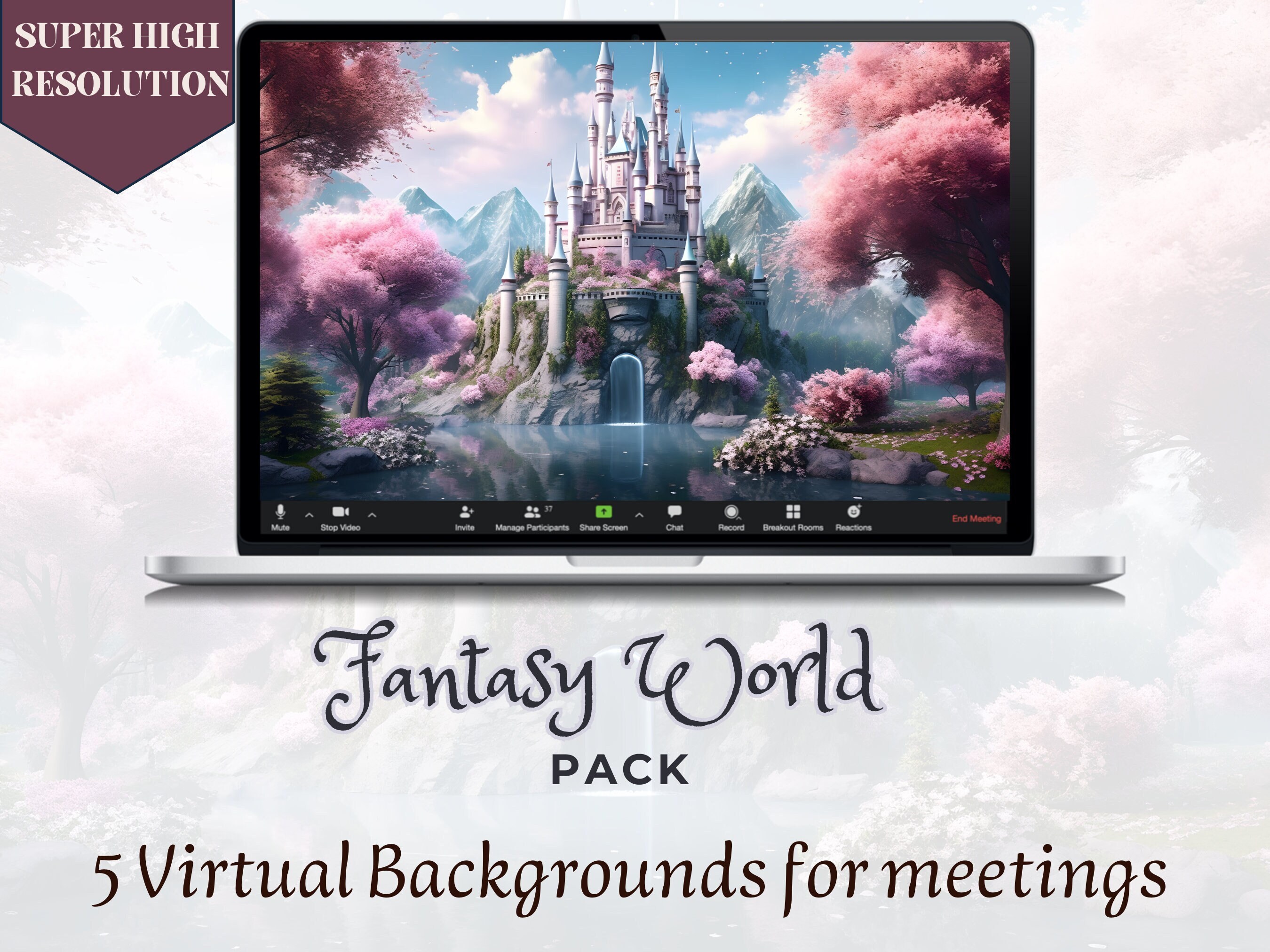 Virtual Fantasy World Backgrounds: 5 Super High-quality Options for Meetings - Instant Download ...