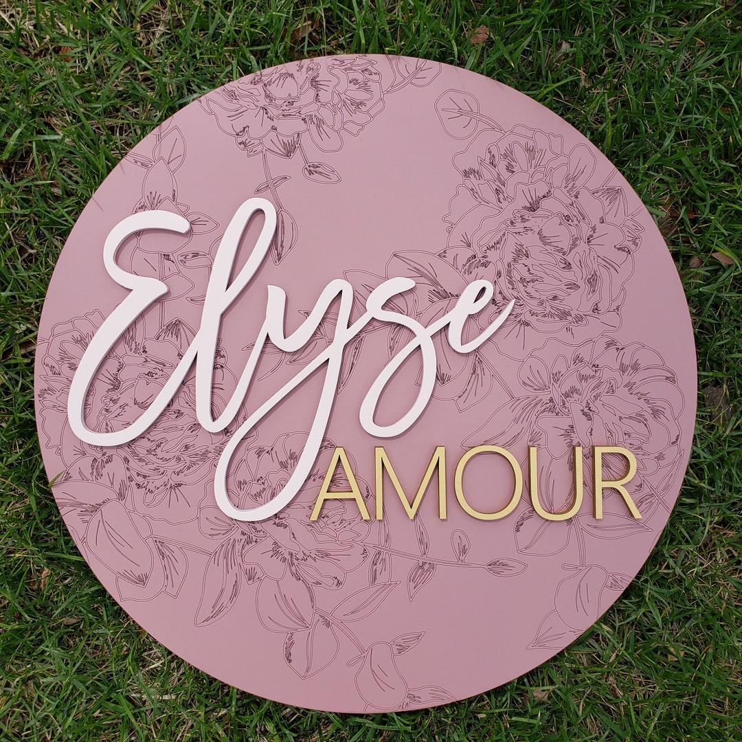 Custom Floral Baby Name Sign: Elegant Nursery Decor - Etsy