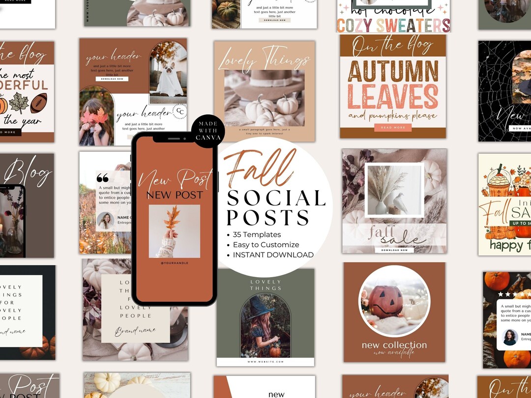 Fall Social Media Posts, Canva Templates, Instagram Engagement, Social ...