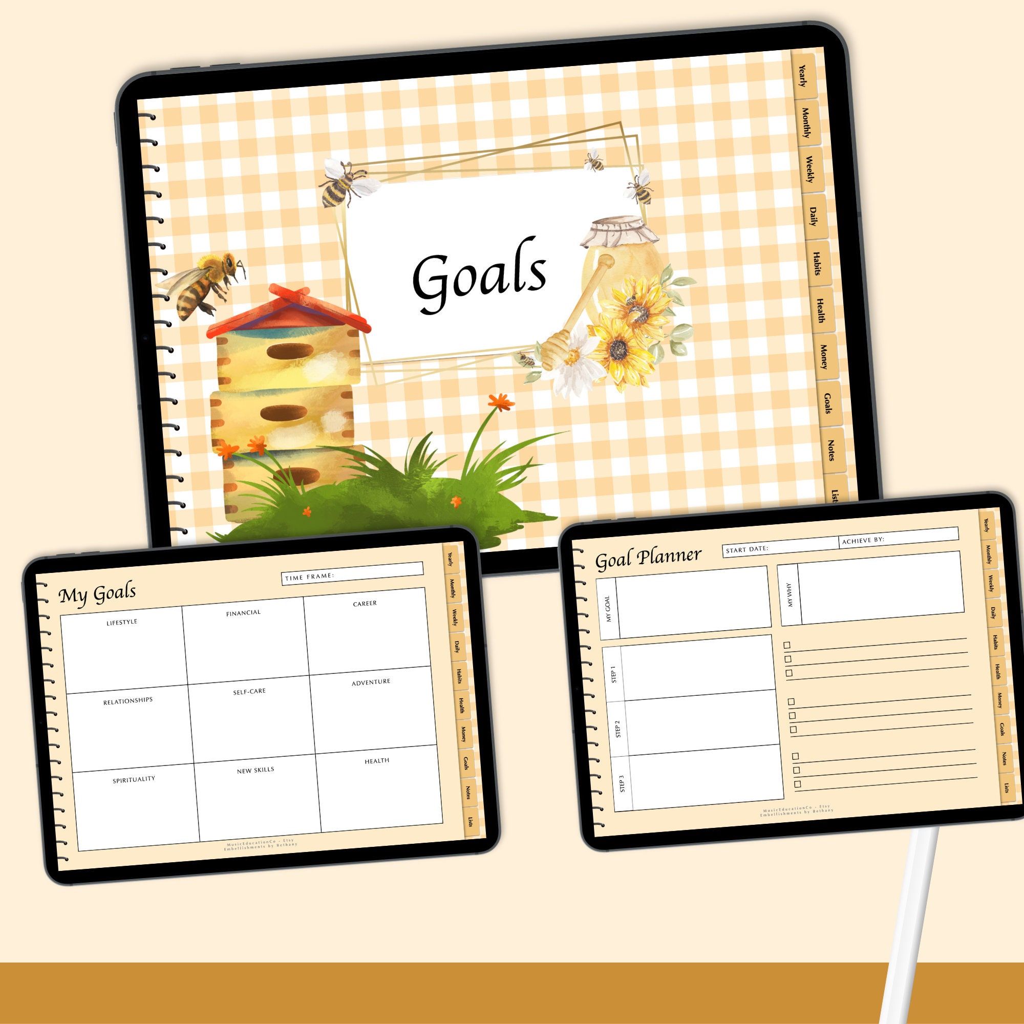 Honey Bee Digital Landscape Planner Journal Hyperlinked Tabs - Etsy