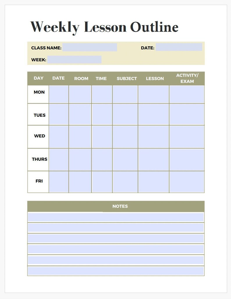 Printable Fillable Monthly Weekly & Daily Lesson Plan Form Bundle ...