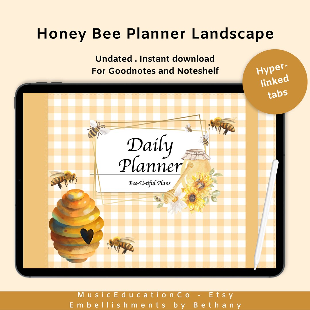 Honey Bee Digital Landscape Planner Journal Hyperlinked Tabs - Etsy