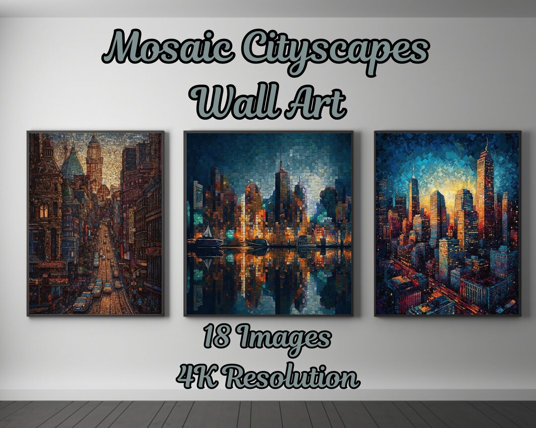 Mosaic Cityscapes Wall Art Room Decor Printable Digital Art | Beautiful ...