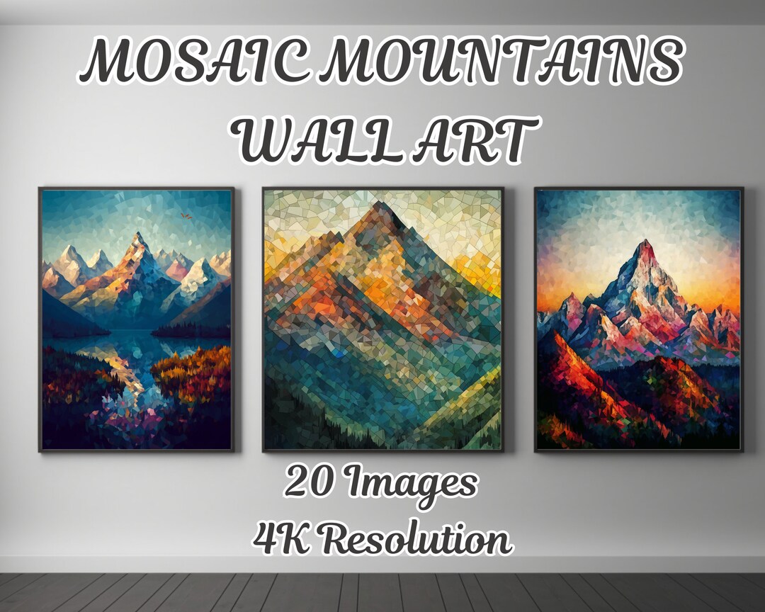 Mosaic Mountain Wall Art Room Decor Printable Digital Art | Beautiful ...