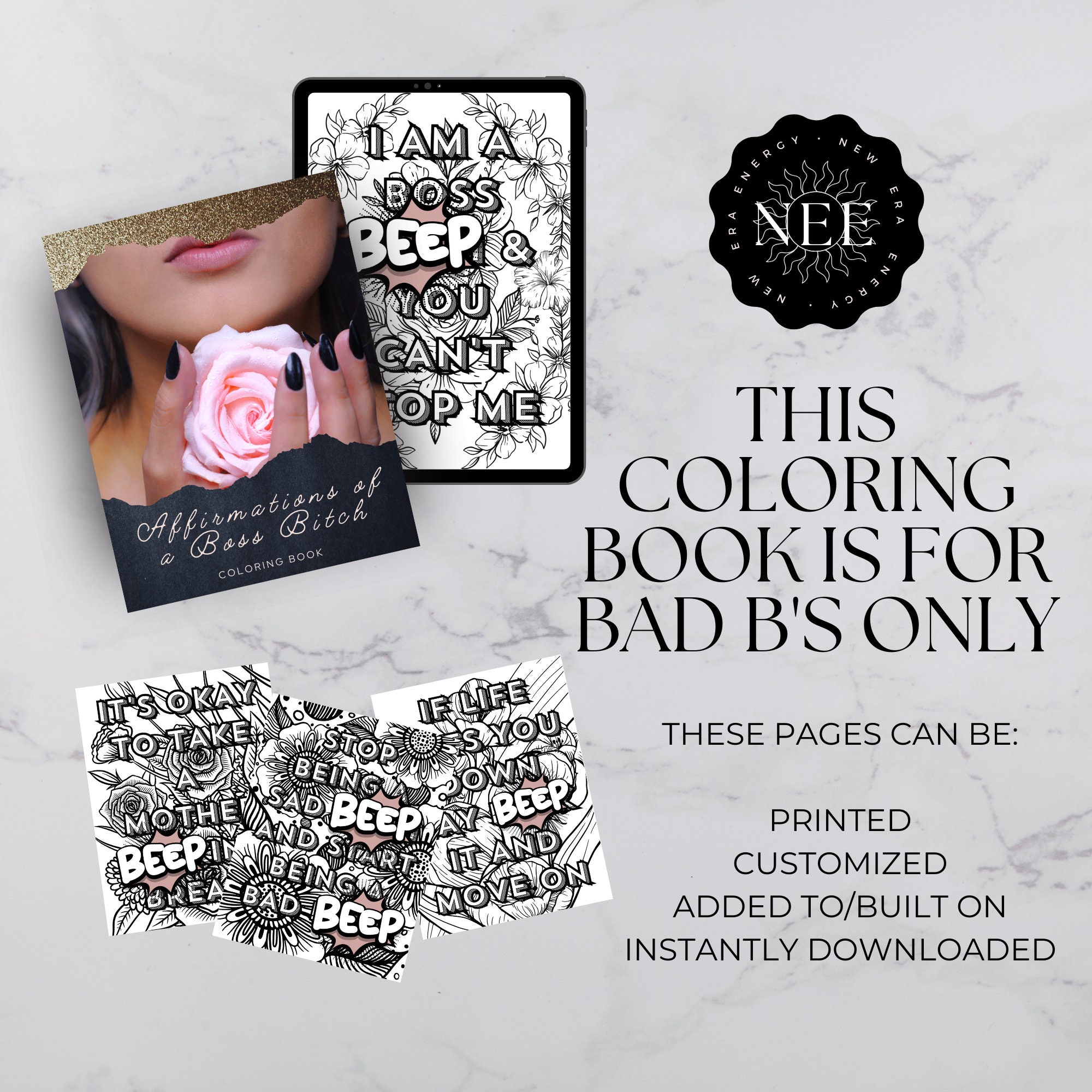 Adult Coloring Book Canva Template Feisty Quotes Coloring Book Digital ...