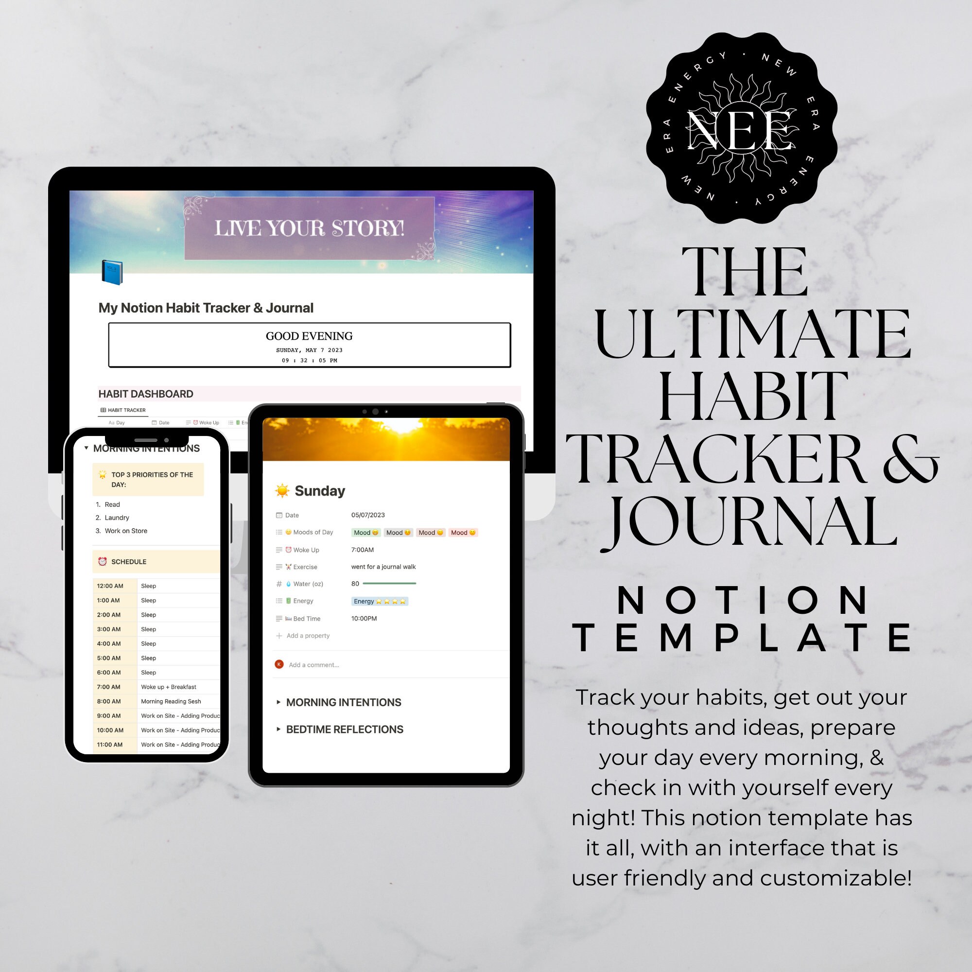 Journal and Planner Combo Notion Template Habit Tracker Easy to Use ...