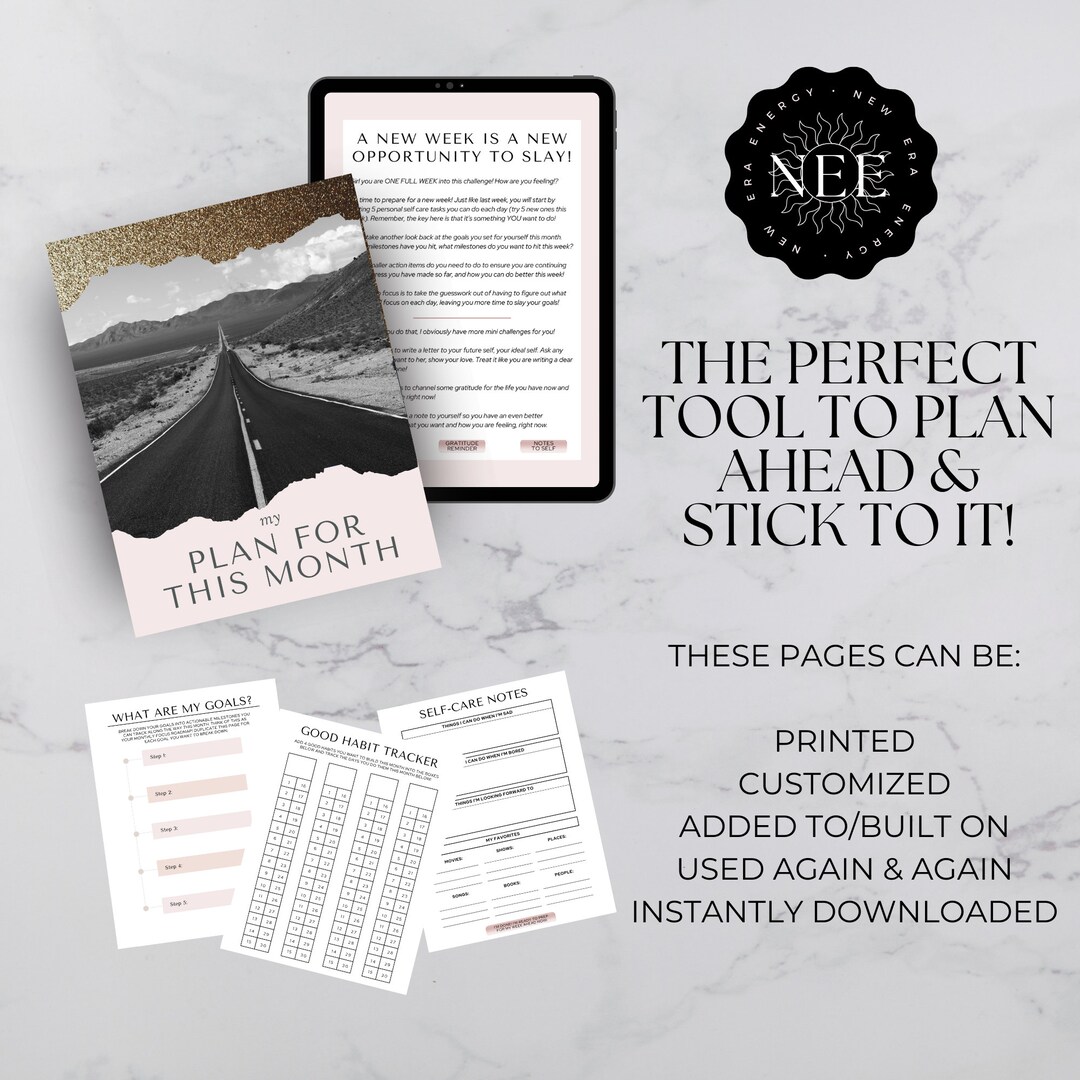 Digital Monthly Focus Journal Template Monthly Focus Planner - Etsy