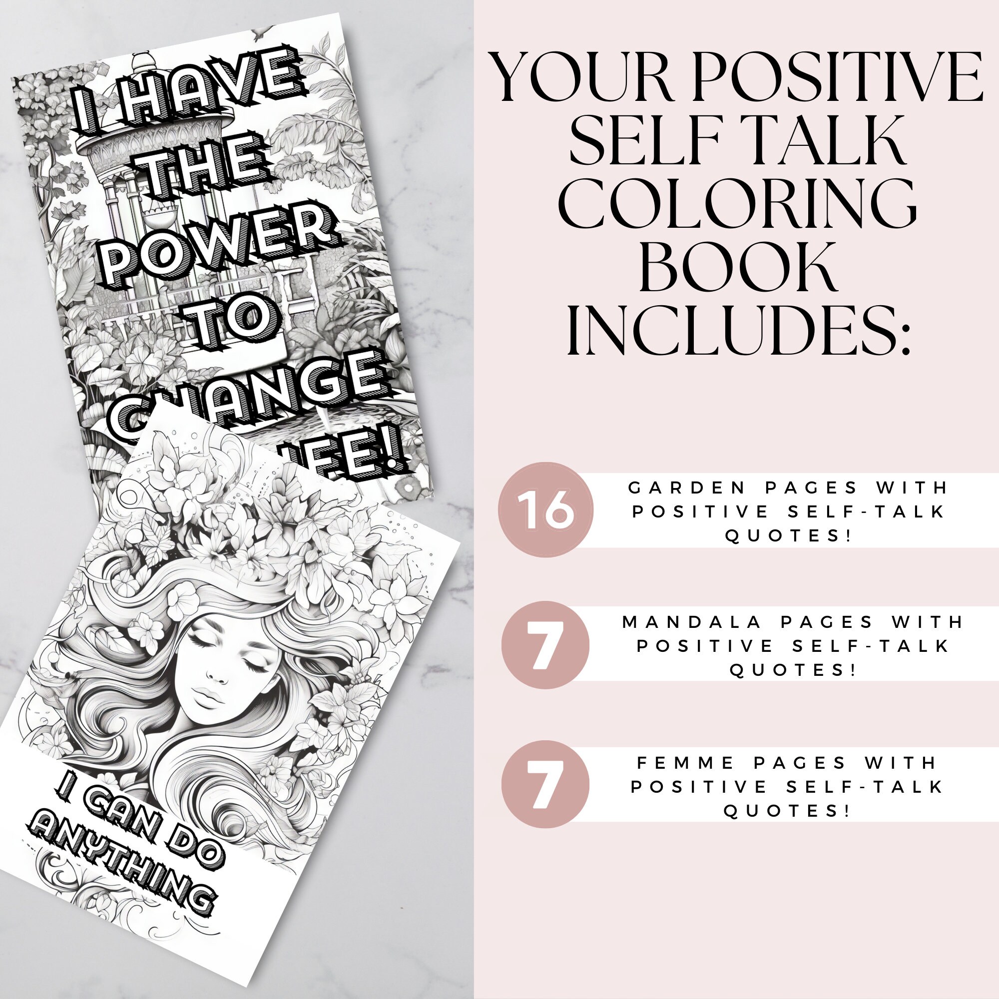 Affirmation Coloring Book Positive Self Talk Coloring Book Positive ...