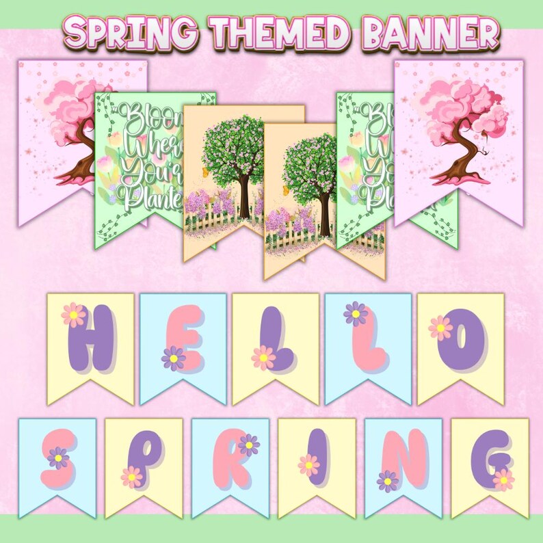 Spring Bulletin Board Kit Printable | 85 Pages Hello Spring Banner ...