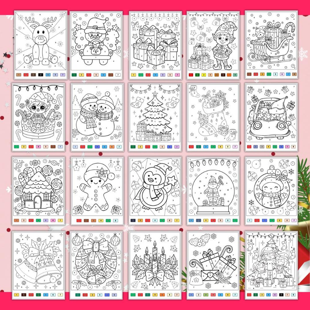 Christmas Color by Number Printable Set - 21 Holiday Coloring Pages ...