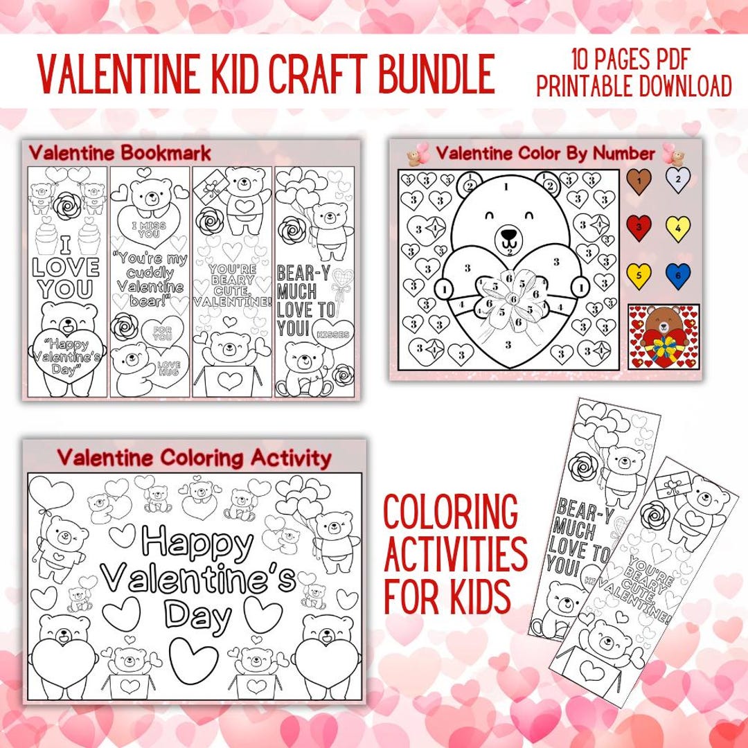 Valentine's Day Kids Craft Bundle | Coloring Pages, Puppets (PDF ...