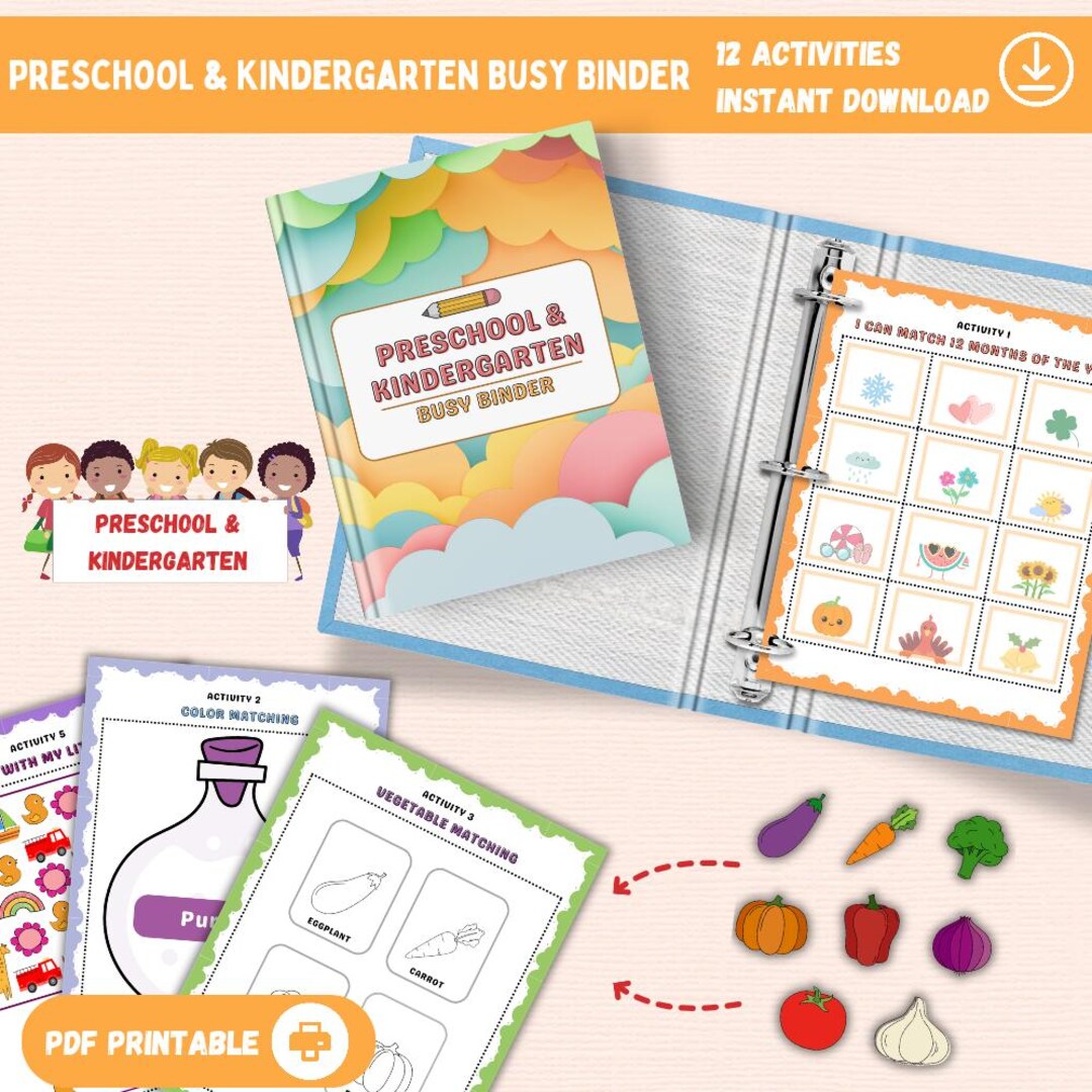 Preschool Kindergarten Busy Binder, Learning Activities (printable PDF ...