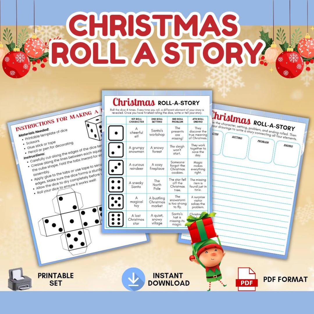 Christmas Roll a Story Game – Printable Holiday Writing Activity (PDF ...