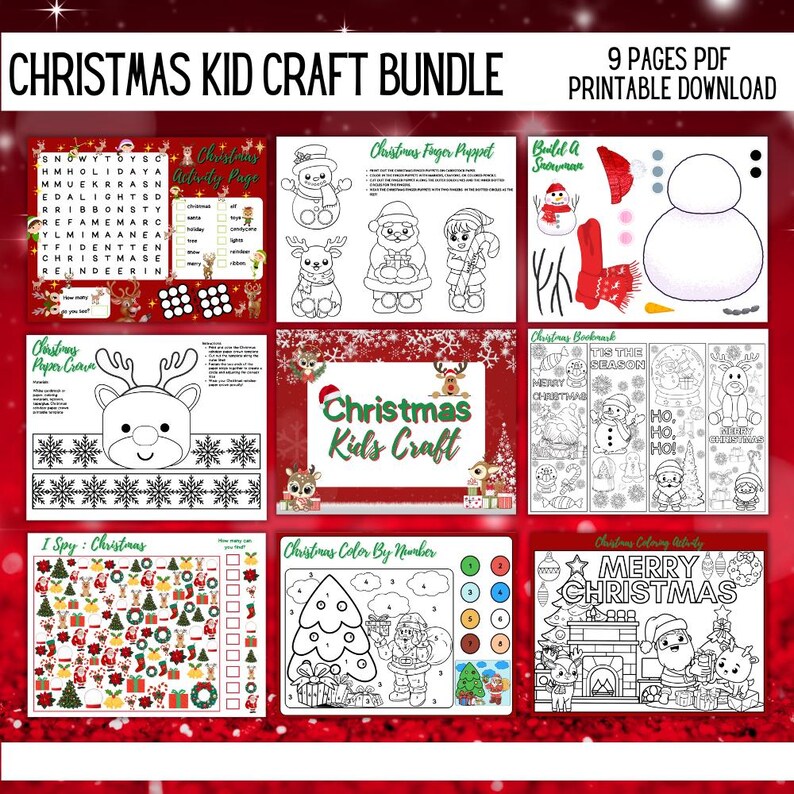 Christmas Kids Activity Pack | Printable Holiday Crafts (PDF) - Etsy ...