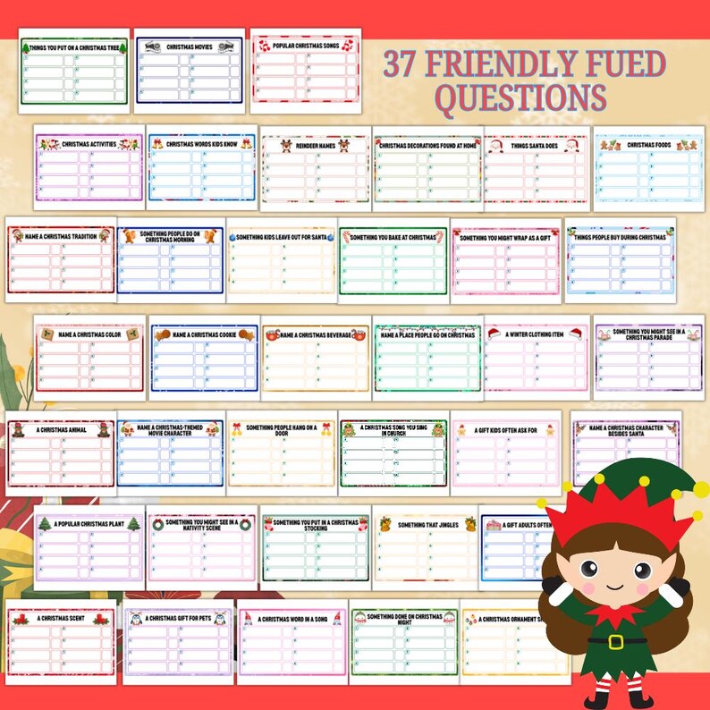 Christmas Family Feud Printable Game – 75 Pages, 37 Survey Questions ...