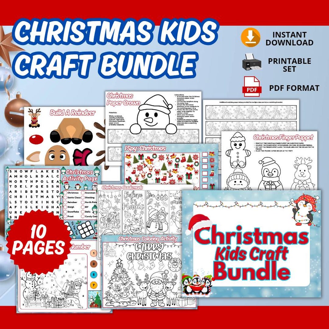 Christmas Kids Craft Bundle – Printable Holiday Activities (PDF) - Etsy