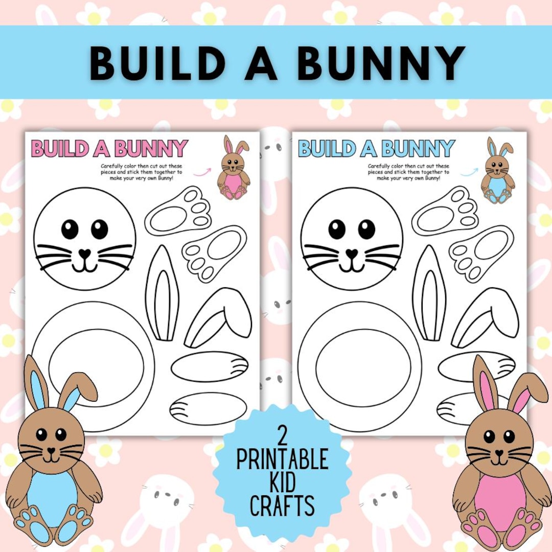 Build a Bunny Craft Printable | Easter Kid Activity (2 PDF Pages) - Etsy