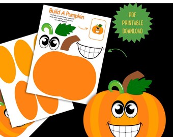 Build a Pumpkin Paper Craft, Printable Fall & Halloween Activity, Fun ...