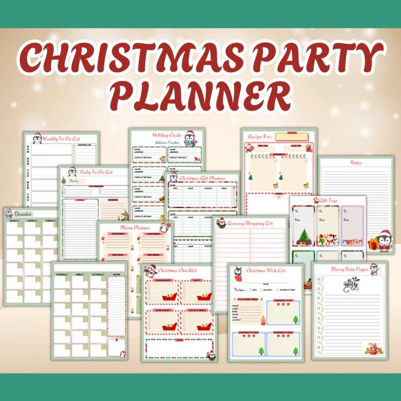 Christmas Party Planner Printable – 64 Page Holiday Planner Book ...