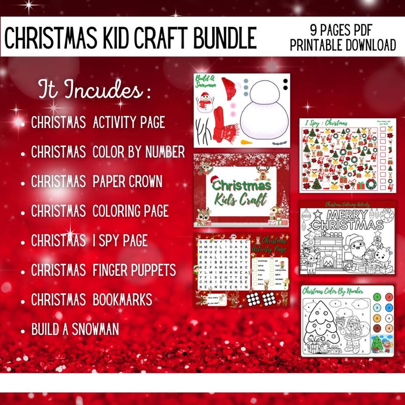 Christmas Kids Activity Pack | Printable Holiday Crafts (PDF) - Etsy ...